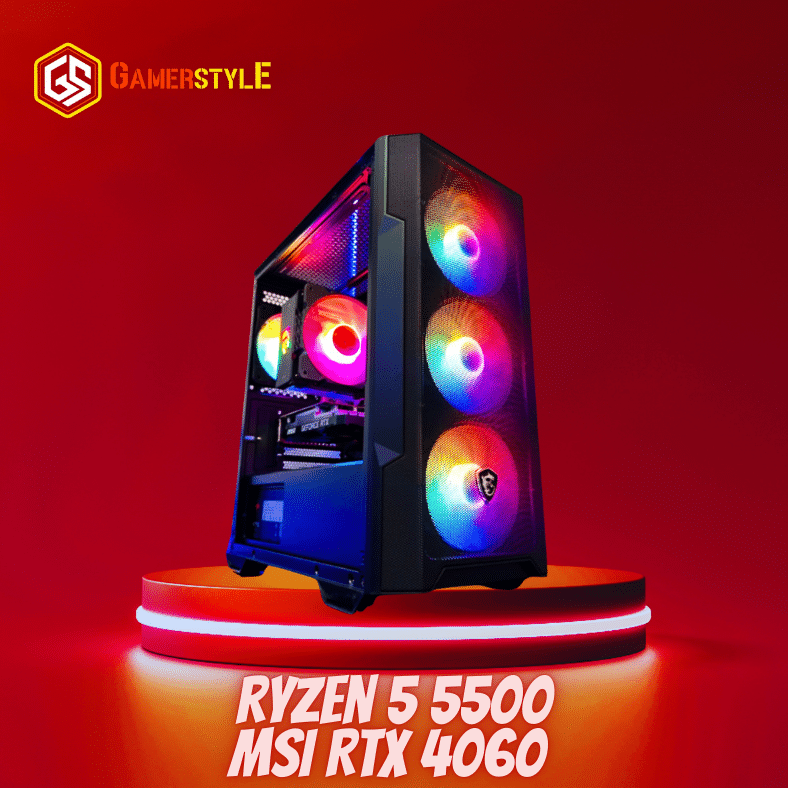 PC Gamer RYZEN 5 5500 + MSI RTX 4060 - GAMER STYLE