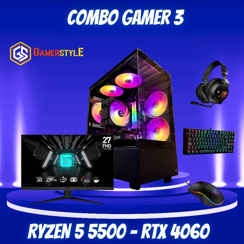 Combo Gamer N°3: RYZEN 5 5500 + MSI RTX 4060 - GAMER STYLE